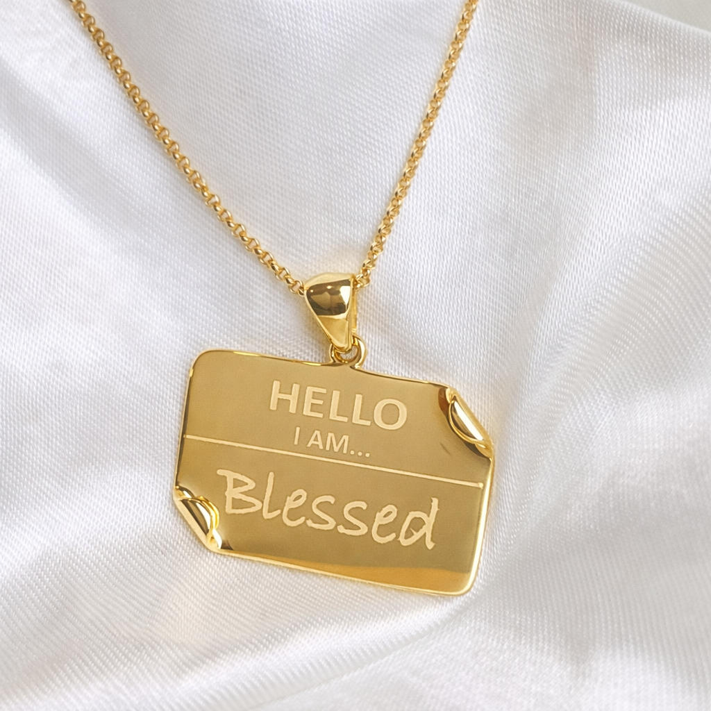 I AM "Blessed" Name Tag Necklace- BEST SELLER RESTOCK – Rockk & Mattie